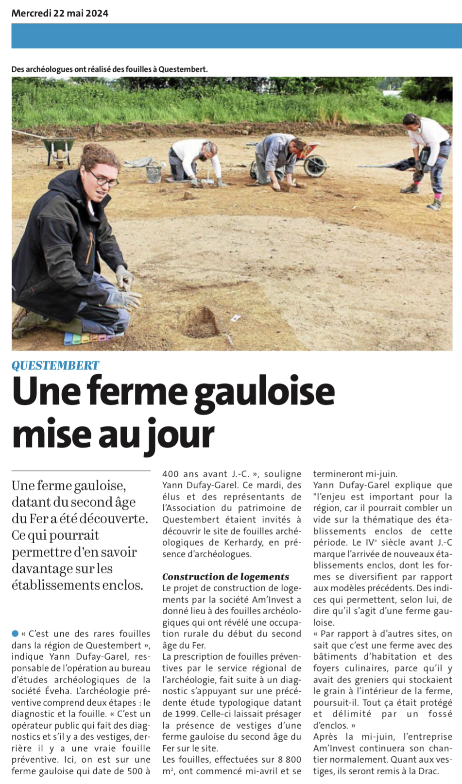 Une Ferme Gauloise mise au jour – Association du Patrimoine de Questembert